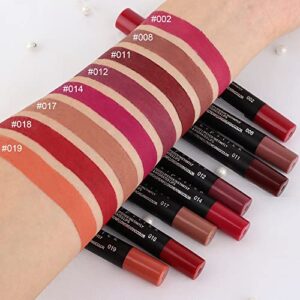 evpct 8Pcs Dark Ruby Red Plum Purple Wine Nude Beige Brown Matte Lipstick and Lip Crayon Liner Pencil Pen Set for Women labial labiales mate magicos 24 horas originales pintalabios permanente 24 horas