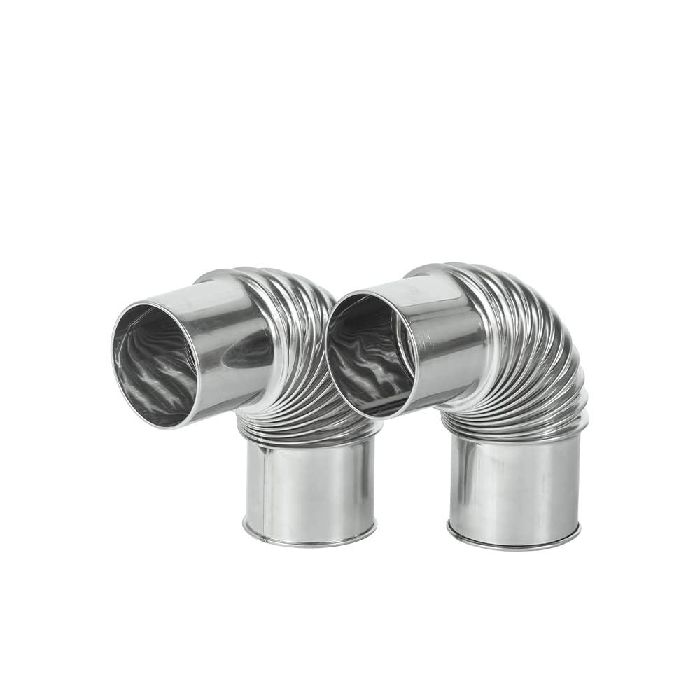 90 Degree Pipe Section | Stainless Steel Chimney | for Tent Stoves with 2.36in / 6cm Diameter Chimney Pipes | One Pair