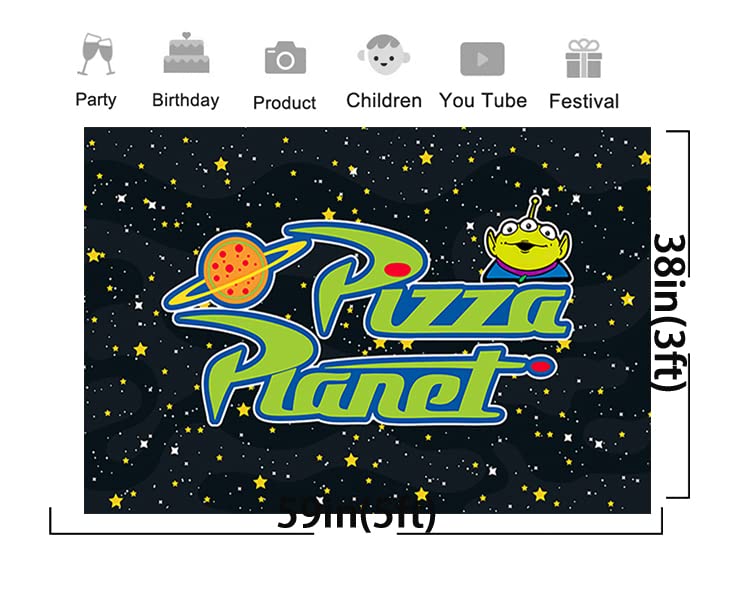 Pizza Planet Backdrop for Birthday Party Supplies Photo Backgrounds Toy Story Birthday Theme Baby Shower Banner 59x38in Yellow