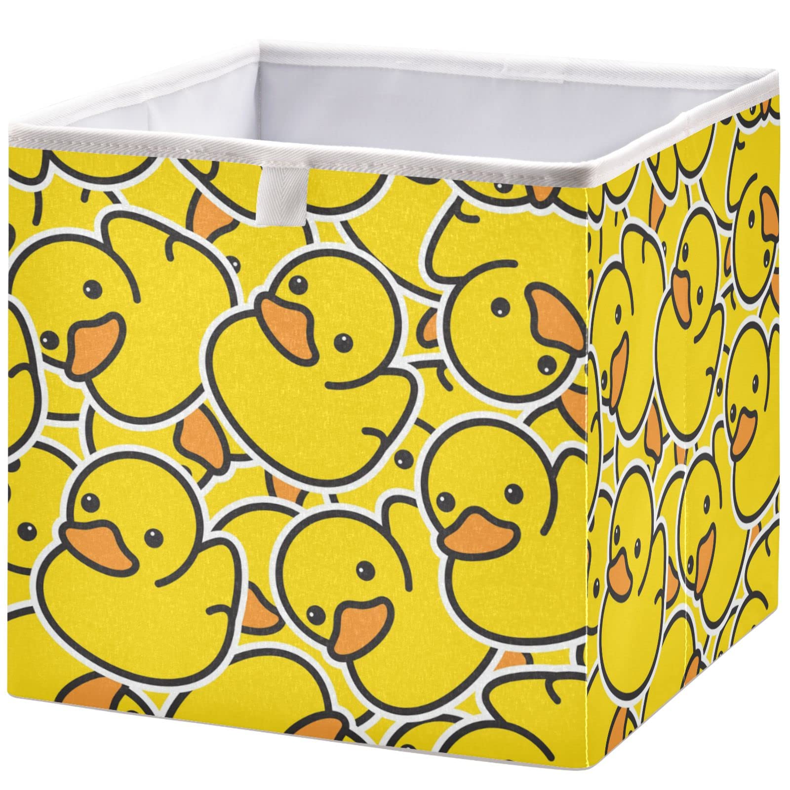 visesunny Closet Baskets Cute Yellow Duck Cartoon Animal Storage Bins Fabric Baskets for Organizing Shelves Foldable Storage Cube Bins for Clothes, Toys, Baby Toiletry, Office Supply