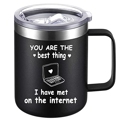 DRONEA Coffee Mug Stainless Steel Insulated Travel Mug with Handle Funny Gifts for Him Mens, Unique Gifts for Boyfriend, Husband on Mothers Day, Anniversary, Birthday (Black)