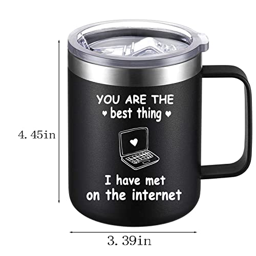 DRONEA Coffee Mug Stainless Steel Insulated Travel Mug with Handle Funny Gifts for Him Mens, Unique Gifts for Boyfriend, Husband on Mothers Day, Anniversary, Birthday (Black)