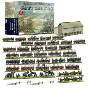 wargames delivered - black powder epic battles - american civil war gettysburg battle set 12.5mm miniatures, 16 regiments, 6 dice, digital bundle, flag - ww2 action figure model kit by warlord games