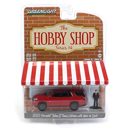 Greenlight 97140-F The Hobby Shop Series 14-2022 Chevy Tahoe LT Texas Edition with Man in Suit 1:64 Scale Diecast