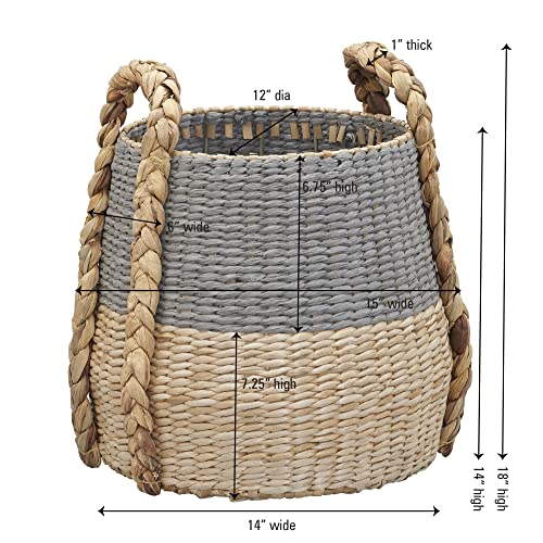 Household Essentials, Natural and Gray Cattail and Paper Terra Basket