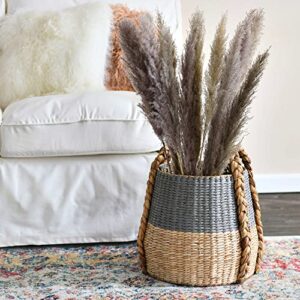 Household Essentials, Natural and Gray Cattail and Paper Terra Basket