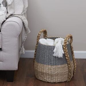 Household Essentials, Natural and Gray Cattail and Paper Terra Basket