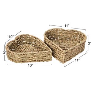 Household Essentials, Natural, Nesting Seagrass Heart Baskets, Set of 2