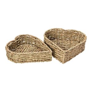 Household Essentials, Natural, Nesting Seagrass Heart Baskets, Set of 2