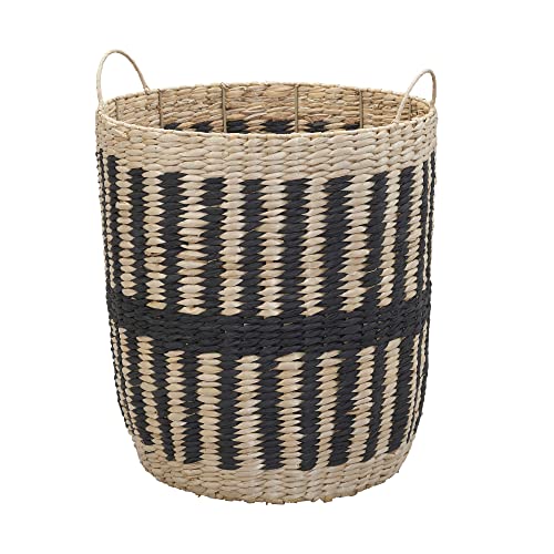 Household Essentials, Natural and Black Cattail and Paper Pillar Basket