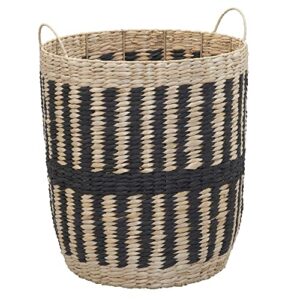 Household Essentials, Natural and Black Cattail and Paper Pillar Basket