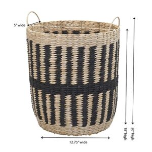 Household Essentials, Natural and Black Cattail and Paper Pillar Basket