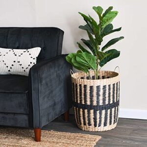 Household Essentials, Natural and Black Cattail and Paper Pillar Basket