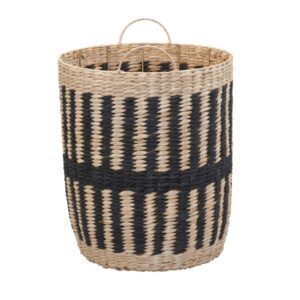 Household Essentials, Natural and Black Cattail and Paper Pillar Basket