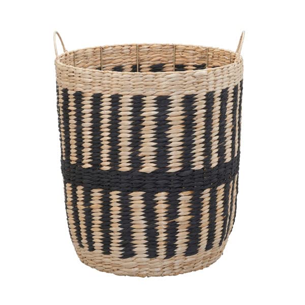 Household Essentials, Natural and Black Cattail and Paper Pillar Basket