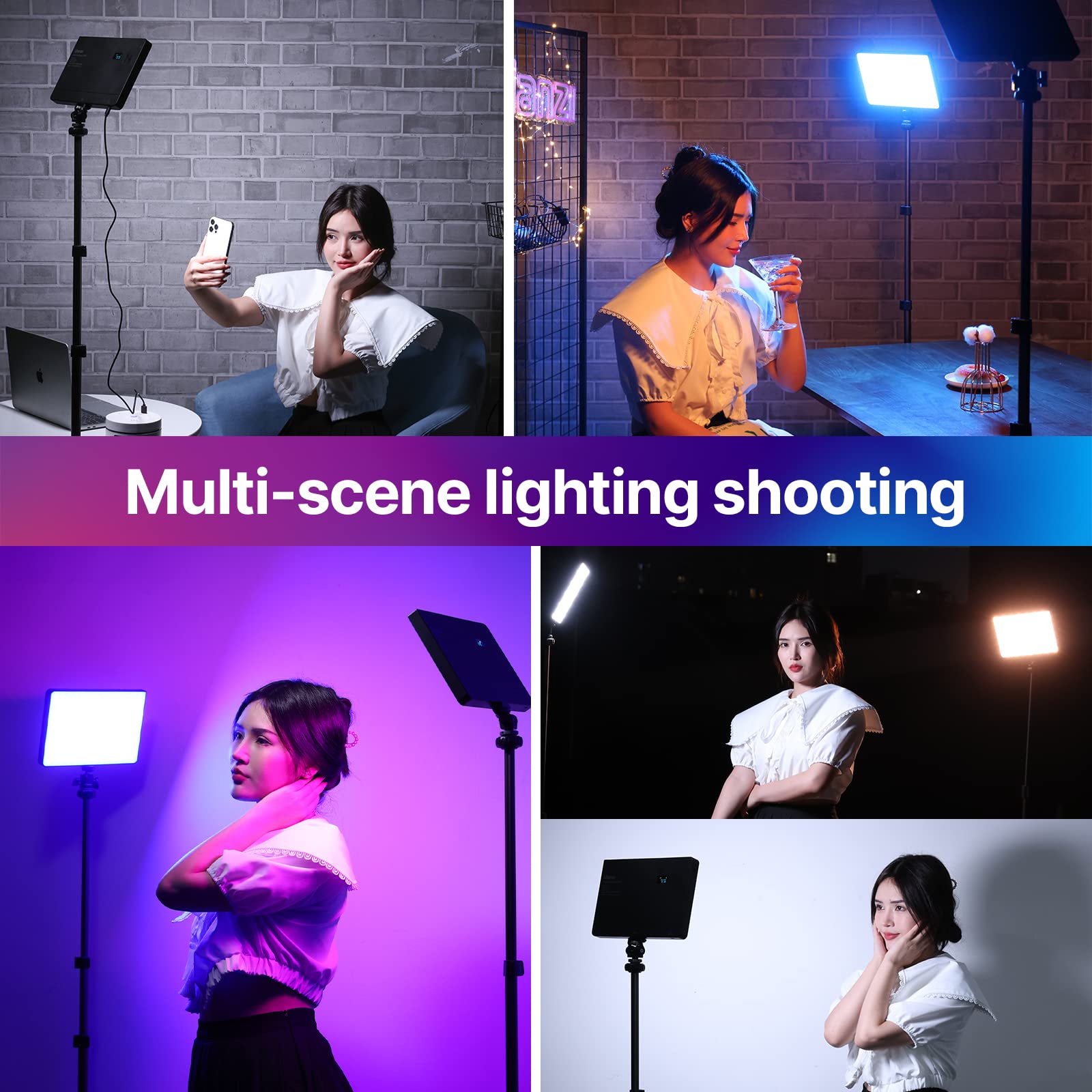 ULANZI LT003 RGB Video Light, 15W Portable LED Panel with 2100 Lumens, 10" Video Light Dimmable 2500K-9000K, Built-in 8000mAh Battery and USB Charger, CRI>95 for DSLR Camera Video Photography