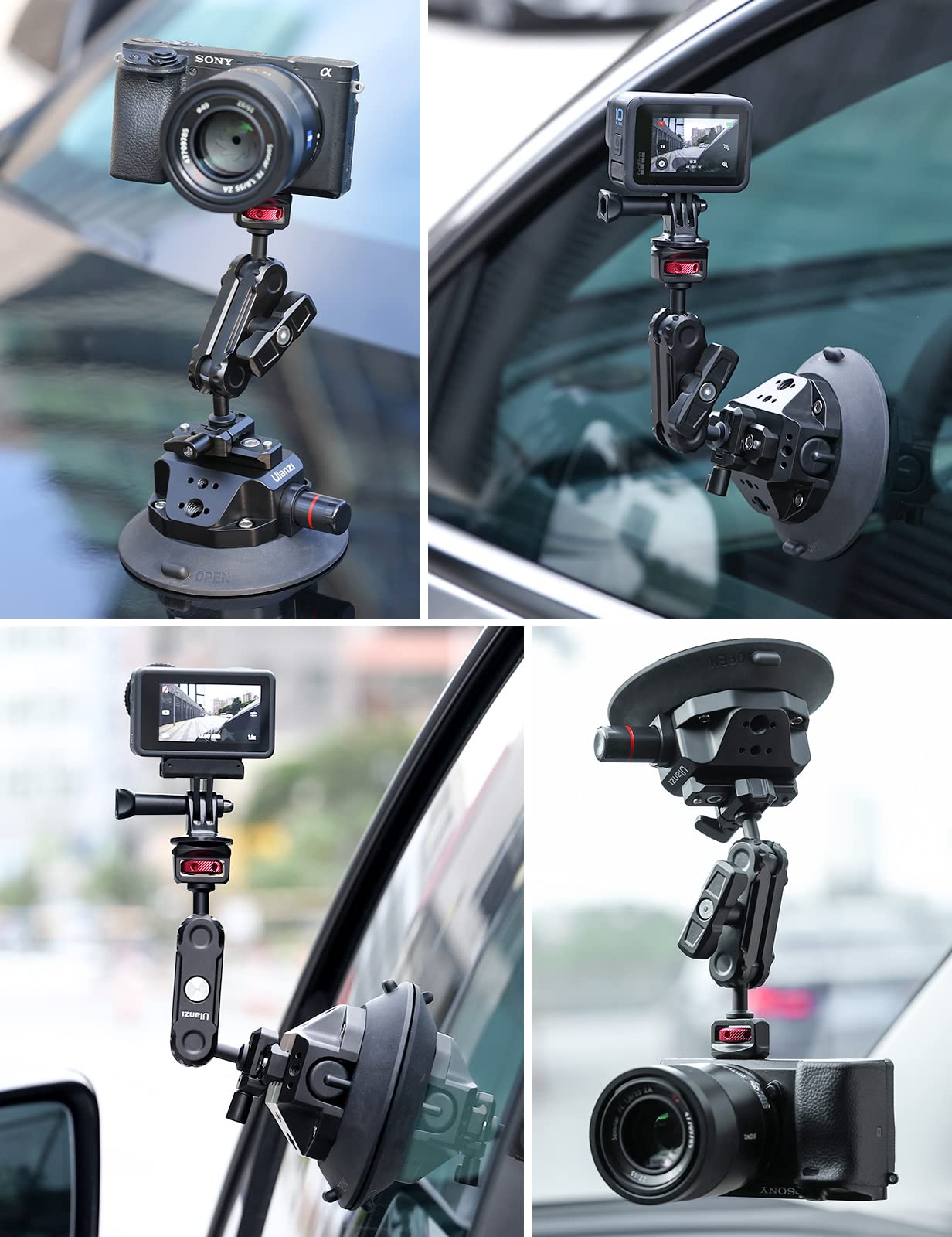 Camera Suction Cup Mount for Gopro - ULANZI SC-02 4.5in Pump-actived Vacuum Suction Mount w Quick Release NATO Magic Arm Car Boat Windshield Window Mount Compatible with Go pro Nikon Canon Sony DSLR