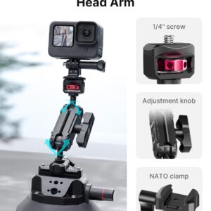 Camera Suction Cup Mount for Gopro - ULANZI SC-02 4.5in Pump-actived Vacuum Suction Mount w Quick Release NATO Magic Arm Car Boat Windshield Window Mount Compatible with Go pro Nikon Canon Sony DSLR