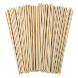 150 pcs dowel rods, 1/8 x 12 inch wooden dowels craft wood sticks unfinished natural bamboo dowling rods for crafts and diyers