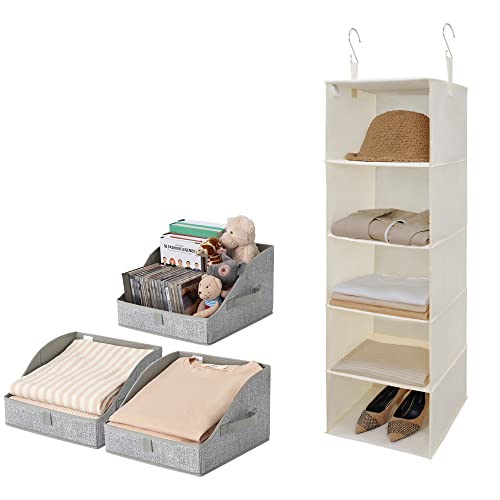 GRANNY SAYS Bundle of 3-Pack Shelf Storage Baskets & 1-Pack Closet Hanging Storage Shelves