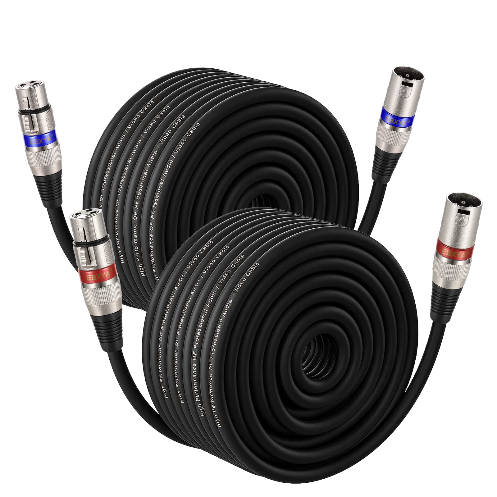 EBXYA XLR Cables 100ft 2 Pack - Mic Cables Balanced DMX Cable Male to Female Suitable for Microphones, Radio Station, Stage Lighting