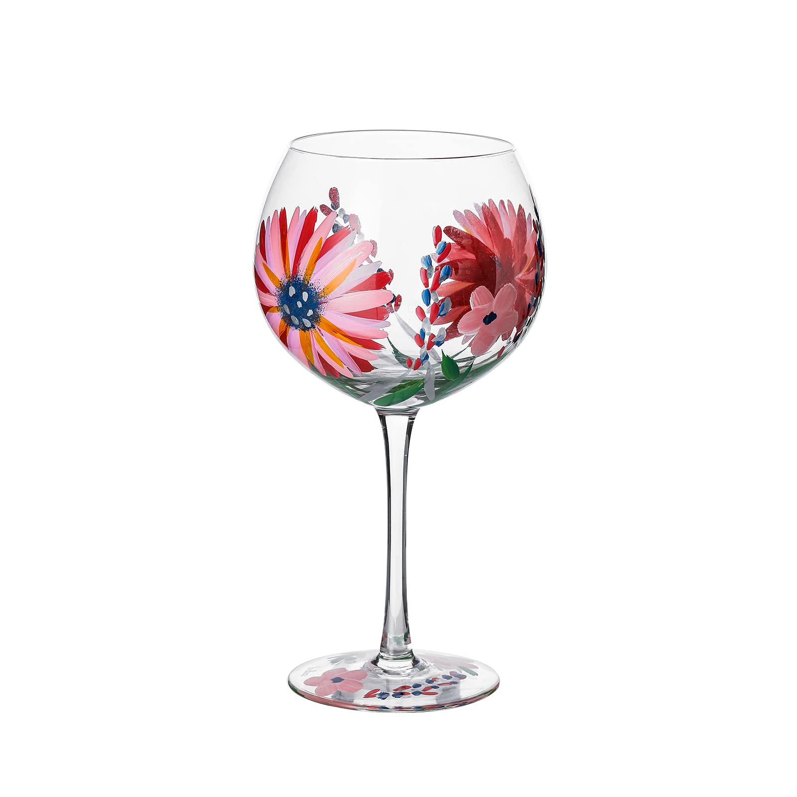 G Hand-painted Wine Glass Pink Daisy Flowers Artisan Painted 20oz Personalised Gift Idea…