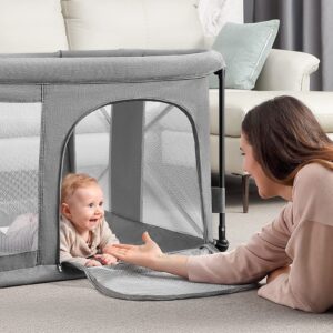 Foldable Baby Playpen, RONBEI Portable Foldable Playpen for Babies and Toddlers, Travel Indoor Outdoor Baby Playpen Lightweight Play Yard