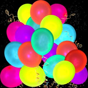 110 pack colored uv neon balloons glow balloons neon party decorations glow in the dark party supplies balloons black light neon latex fluorescent balloons for kids birthday glow party decoration