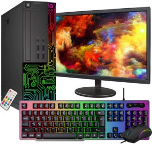 dell optiplex small desktop computer (sff) pc | quad core intel i5 (3.2ghz) | 16gb ddr3 ram | 512gb ssd | 24 inch monitor | rgb gaming keyboard & mouse | windows 10 pro (renewed)