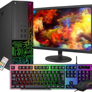 Dell Optiplex Small Desktop Computer (SFF) PC | Quad Core Intel i5 (3.2GHz) | 16GB DDR3 RAM | 512GB SSD | 24 Inch Monitor | RGB Gaming Keyboard & Mouse | Windows 10 Pro (Renewed)