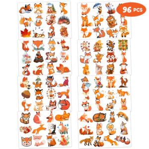 Fox Temporary Tattoos for Kids 96PCS Birthday Party Decorations Supplies Party Favors Supper Cute Tattoo Sticker Style Woodland Fall Gift Boys Girls Prizes Themed