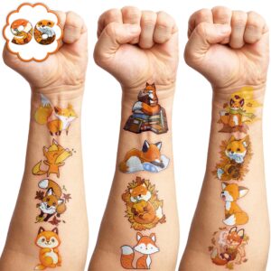 Fox Temporary Tattoos for Kids 96PCS Birthday Party Decorations Supplies Party Favors Supper Cute Tattoo Sticker Style Woodland Fall Gift Boys Girls Prizes Themed