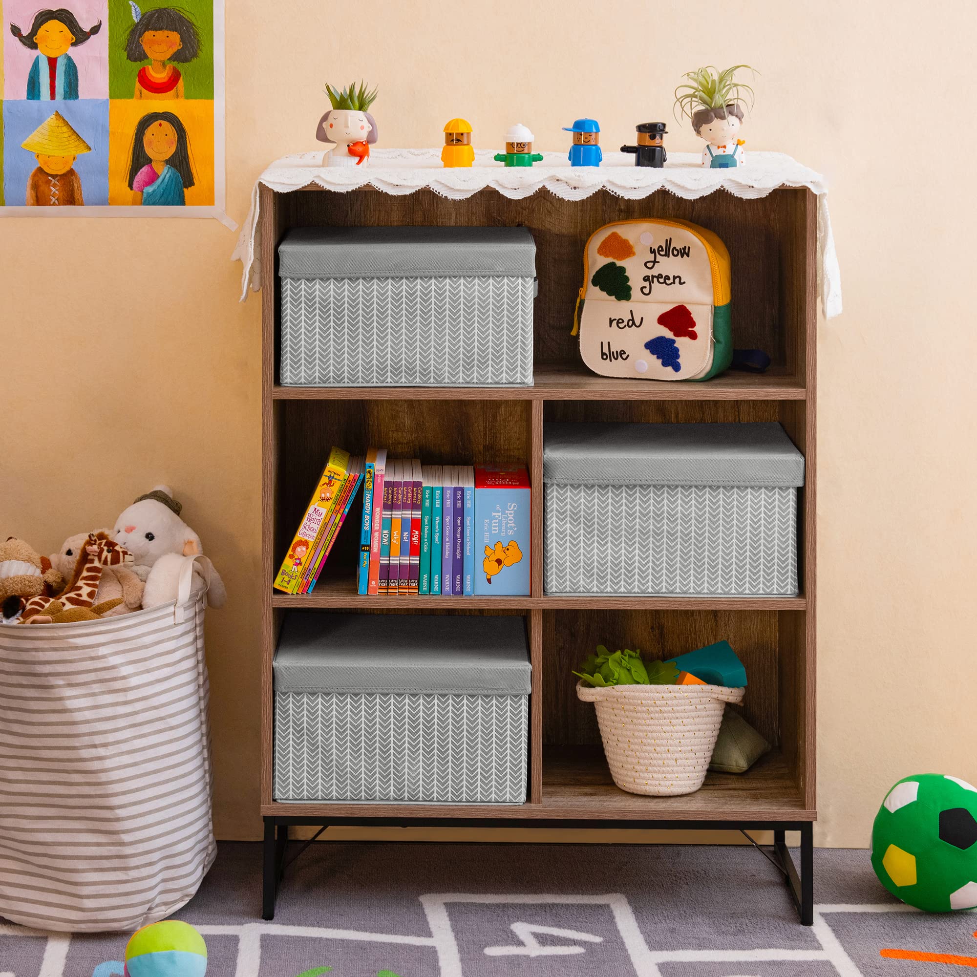 GRANNY SAYS Bundle of 3-Pack Closet Storage Boxes & 2-Pack Wicker Storage Baskets for Shelves