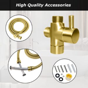 LOSCHEN Bidet Sprayer kit for Toilet,Hand Held Sprayer Shattaf Toilet Attachment Stainless Steel for Pet Bath/Personal Hygiene/Bathroom,Easy to Install with T-Adapter（Gold）