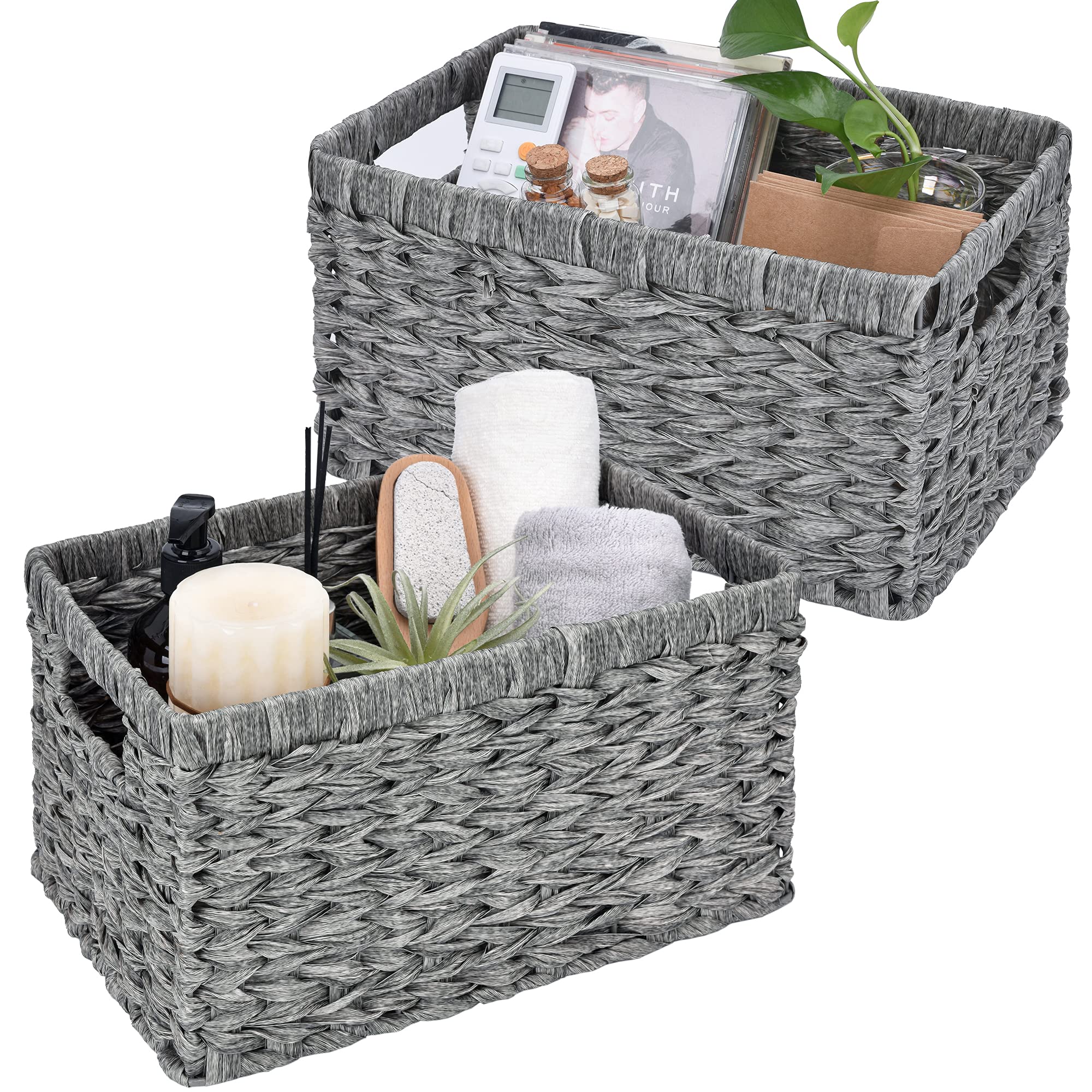 GRANNY SAYS Bundle of 3-Pack Cloth Storage Boxes & 2-Pack Wicker Shelf Baskets