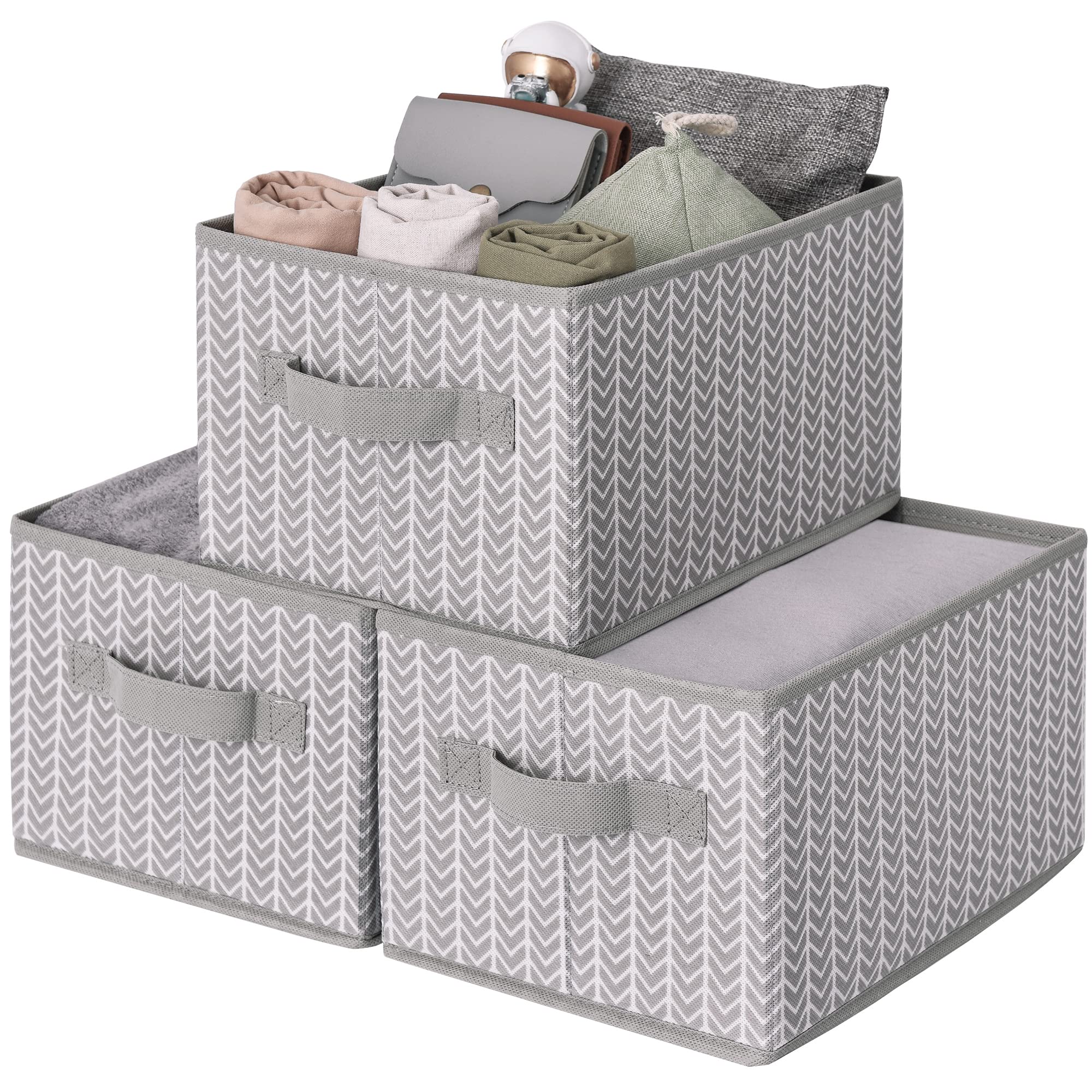 GRANNY SAYS Bundle of 3-Pack Cloth Storage Boxes & 2-Pack Wicker Shelf Baskets