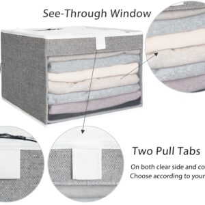 StorageWorks Closet Storage Bins with Clear Window 3 pack, 32L Storage Bins with Lids, Decorative Storage Boxes with Lids and Soft Rope Handles 3 pack