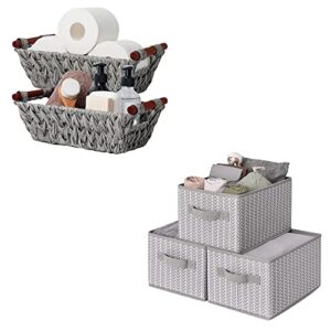 granny says bundle of 3-pack closet storage boxes & 2-pack wicker storage baskets for shelves