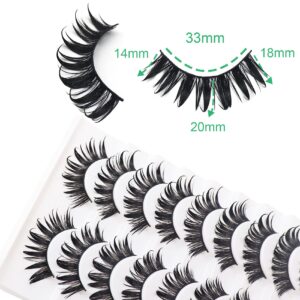 Losha False Eyelashes Spiky Manga Lashes Natural Look 20mm Fluffy Anime Wet Look Lashes 10 Pairs Fake Eyelashes Pack for Cosplay (03)