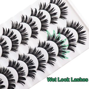 Losha False Eyelashes Spiky Manga Lashes Natural Look 20mm Fluffy Anime Wet Look Lashes 10 Pairs Fake Eyelashes Pack for Cosplay (03)