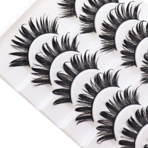 Losha False Eyelashes Spiky Manga Lashes Natural Look 20mm Fluffy Anime Wet Look Lashes 10 Pairs Fake Eyelashes Pack for Cosplay (03)