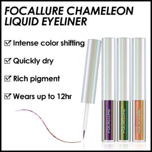 FOCALLURE Chameleon Liquid Eyeliner,Intense Color Shifting Eyeliner Pen,Metallic Multi-Reflective Finish,Sweatproof,Smudge-proof,Ultra-Fine Tip,CRYSTAL SOUL