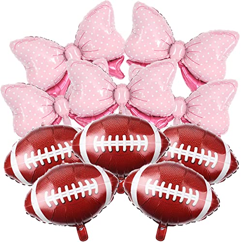 10PCS Football Bowknot Foil Balloons Decorations-Gender Reveal Themed Party Supplies Sport Baby Shower Sport Wedding Birthday Party Favors