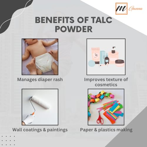 mGanna 100% Natural Talc Powder for Facial Make-up and Cosmetic formulations 0.5 LBS / 227 GMS