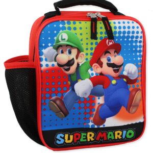 Super Mario Bros Boy's Girl's Soft Insulated School Lunch Box (One Size, Blue)