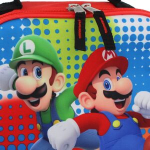 Super Mario Bros Boy's Girl's Soft Insulated School Lunch Box (One Size, Blue)