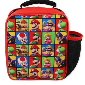 Super Mario Bros Boy's Girl's Soft Insulated School Lunch Box (One Size, Blue)