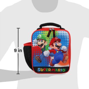 Super Mario Bros Boy's Girl's Soft Insulated School Lunch Box (One Size, Blue)