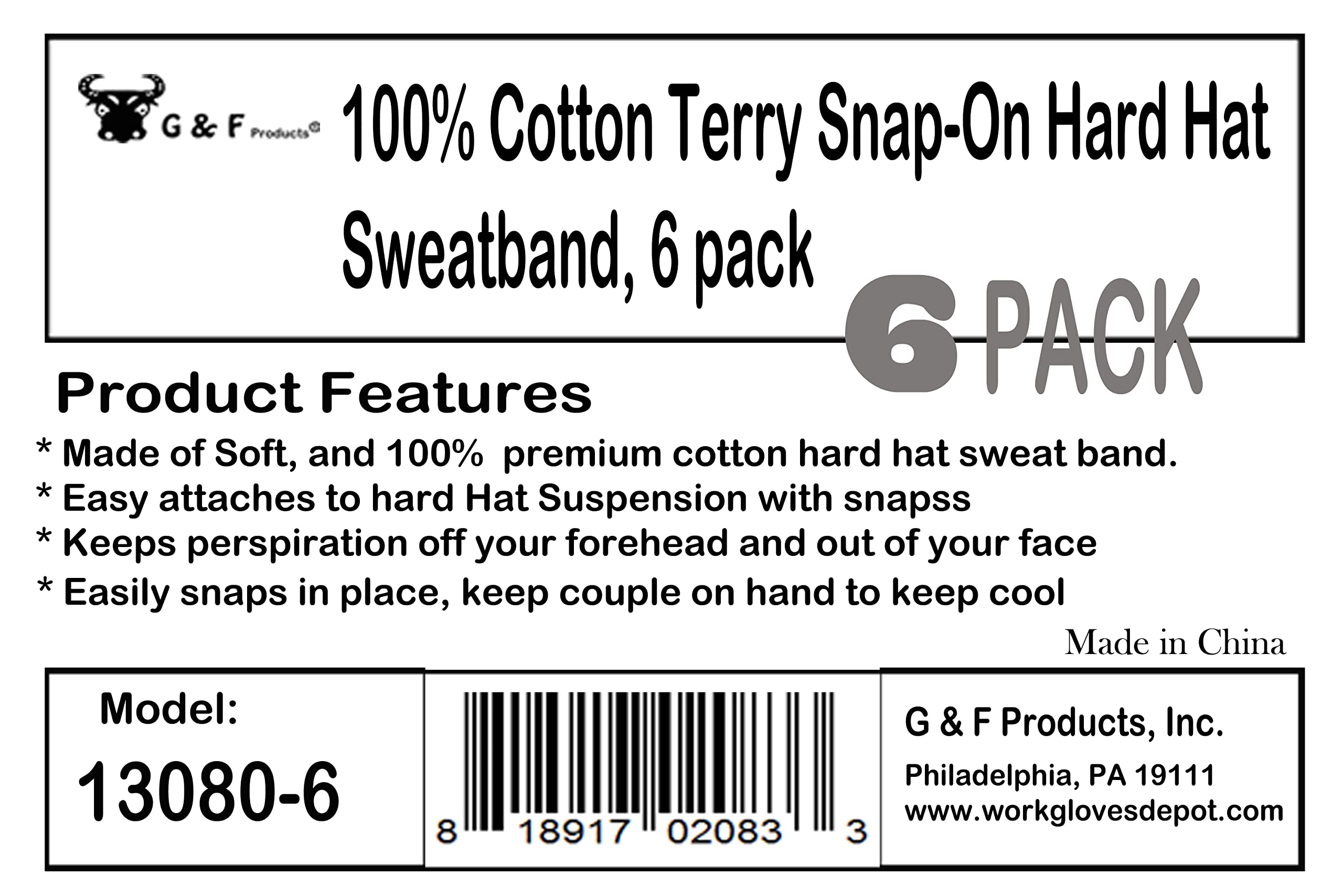 6 pc. Snap-On Hard Hat Sweatband, Cotton Made Hard Hat Liner, Reusable Hardhat sweatbands (Blue) 6 Pieces