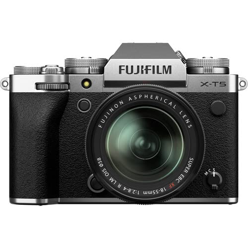 FUJIFILM X-T5 Mirrorless Camera with 18-55mm Lens (Silver) Bundle with Extra Battery & Charger Kit, Tripod, Backpack, & More (14 Items) | USA Authorised with Fujifilm Warranty | Fuji xt5